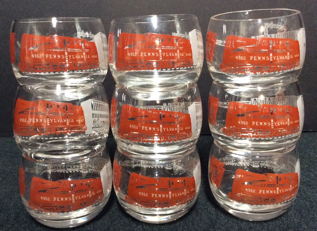 Vintage Pennsylvania Railroad 4902 Set of Nine(9) Roly Poly Cocktail ...