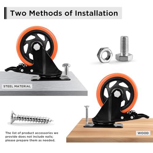 Caster Wheels, Heavy Duty 3 Inch Casters Set of 6, Locking Swivel ...