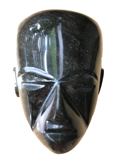 Obsidian Onyx Black Stone with Silver Sheen Male Bust Aztec Face ...