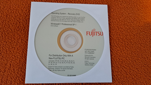Fujitsu Recovery DVD Operating System Windows 7 Professional SP1 32 bit ...