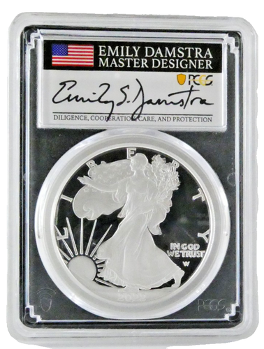 2022 W Silver Eagle PCGS PR 70 DCAM Emily Damstra SIGNED Deep Cameo ...