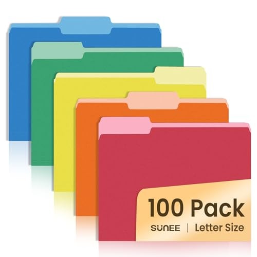 File Folders Letter Size Colors, 100 Pack Manilla Folders 8.5 x 11 ...