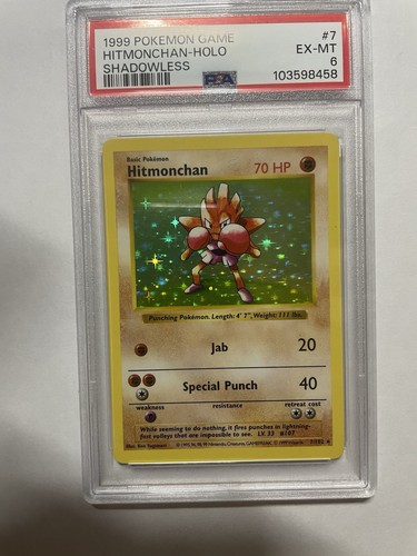 1999 POKEMON BASE SET SHADOWLESS #7 HITMONCHAN-HOLO PSA 6 | eBay