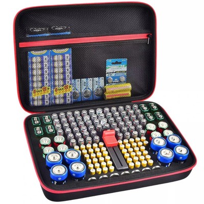 Battery Storage Organizer Tester Carry Case Bag Hold Batteries AA AAA C ...