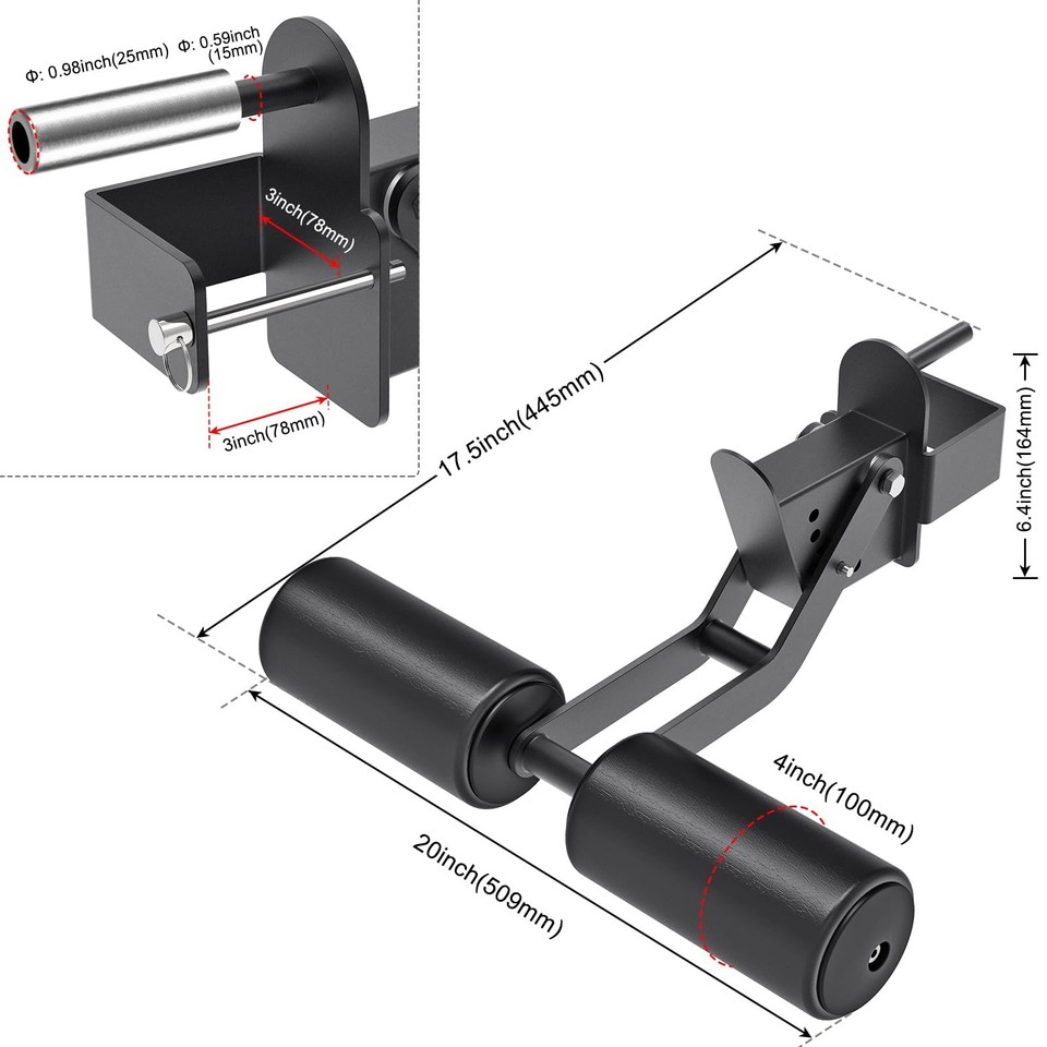 Nordic Hamstring Curl Attachment for 3"x3" Power Rack with 1" or 5/8 ...