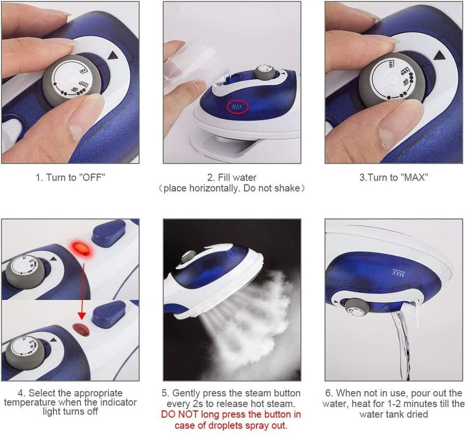 Handheld Steamer for Clothes Garment Steamer Steam Iron w/ 2 Brushes ...