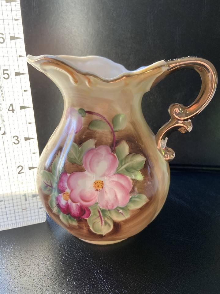 Vintage Floral Pitcher Rose & Gilding Hand-painted Japan | eBay