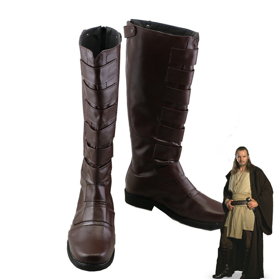 Star Wars Qui-Gon Jinn Shoes Cosplay Men Boots Brown Version/ | eBay
