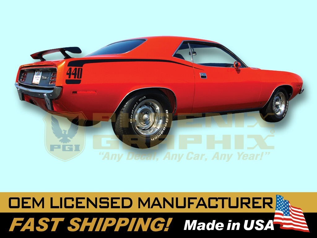 1970 Plymouth Barracuda 'Cuda 318 340 383 440 HEMI Hockey Stick Decal ...