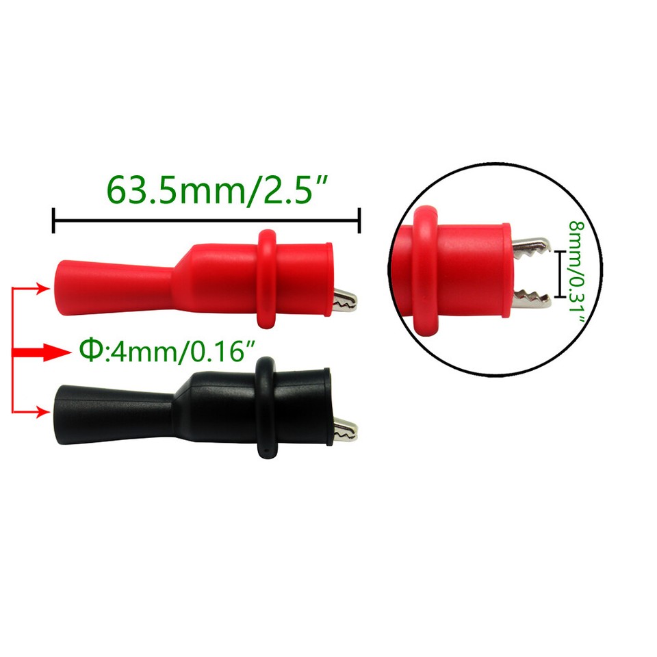 Aidetek Silicone Rubber 5pcs test leads set needle tip Alligator Clips ...