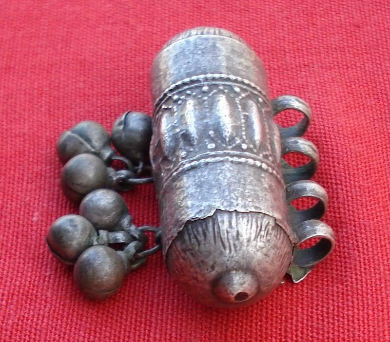 ANTIQUE TRIBAL OLD SILVER TAVIZ AMULET PENDANT GYPSY - Gem