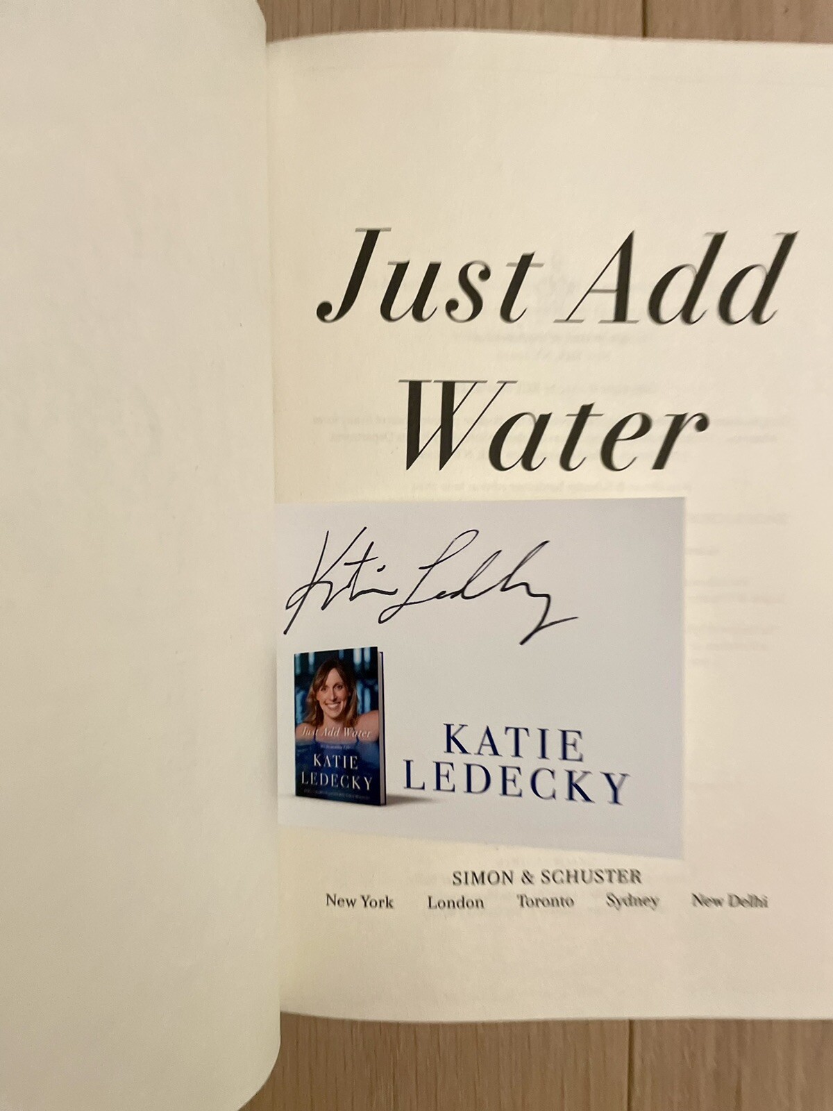 Katie Ledecky Just Add Water Signed Hardcover Book Autographed ...