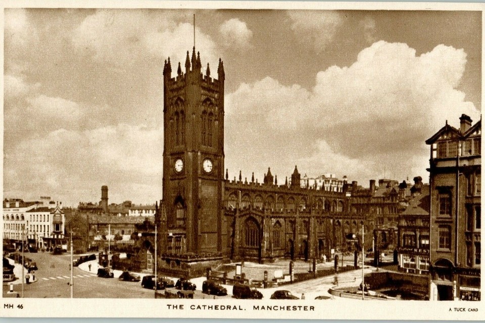 C1940s The Cathedral Manchester Vintage Cars Tuck and Sons RPPC ...