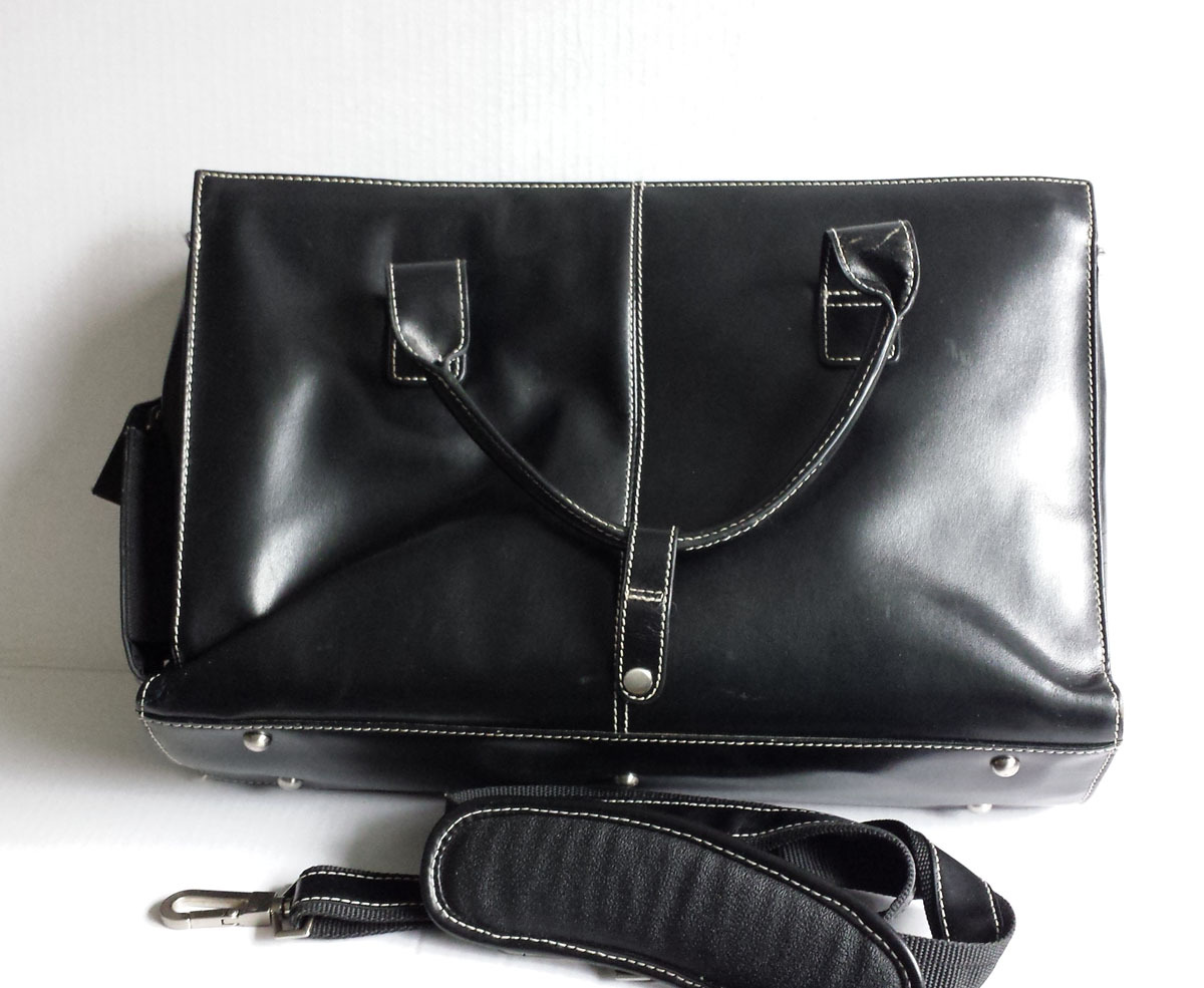Samsonite black genuine leather women briefcase with shoulder strap | eBay