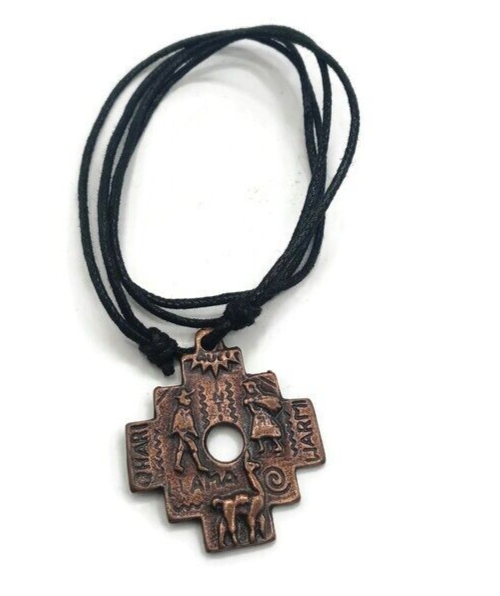 Unisex Handmade Inca Chakana Bronze Necklace with Andean Trilogy Design ...