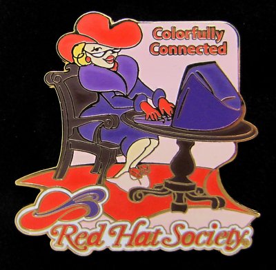 Red Hat Society Lapel Pin "Colorfully Connected" Computer Gold Willabee ...