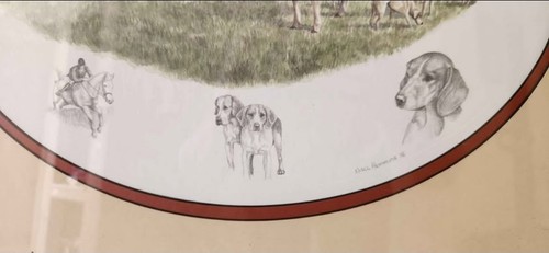 1986 NIGEL HEMMING FOX & HOUND HUNTING LITHOGRAPH HAND SIGNED WOOD ...