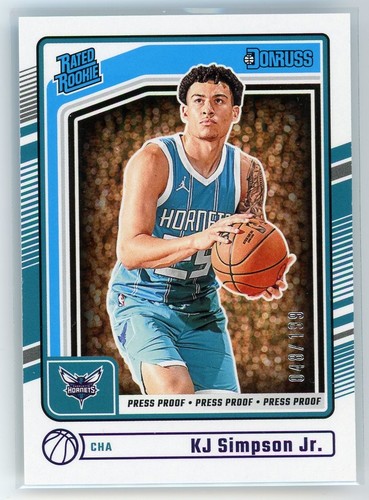 KJ Simpson Jr. RC Purple /199 2024-25 Panini Donruss #247 Charlotte ...