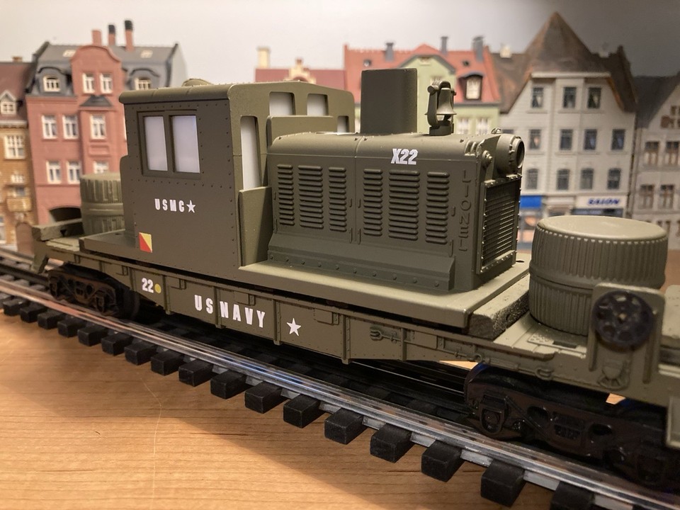 Lionel Custom USMC Military Switcher Body on Flat Car | eBay