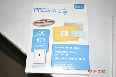 PRES-a-ply Laser Full-Sheet Labels 2 x 4" White 100/Box 30603 | eBay