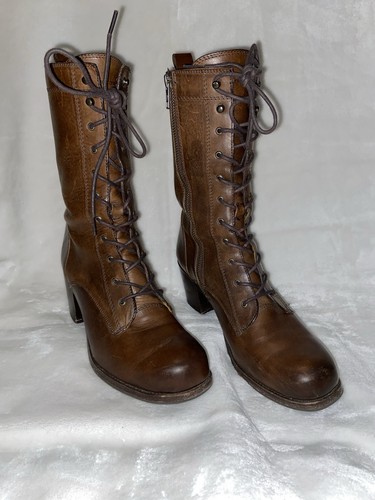 Frye Kendall Lace-Up Boots Cognac Leather Women’s 9.5 – RARE | eBay