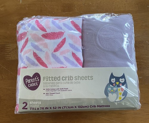 Parent's Choice 100% Cotton Playard Sheets, Purple Feathers Lavender ...