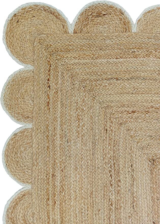 Modern Jute Rug Handmade Farmhouse Jute Area Rug Beige & White Living ...