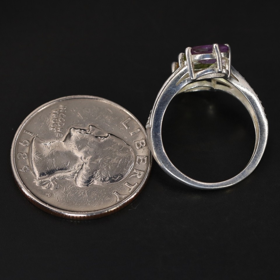 Sterling Silver CHUCK CLEMENCY Amethyst Peridot Citrine Stacked Ring ...