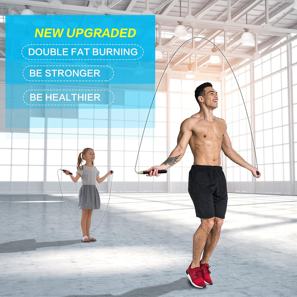 High Speed Jump Rope with 2 Cables Adjustable Silicone Grip for Fitness ...