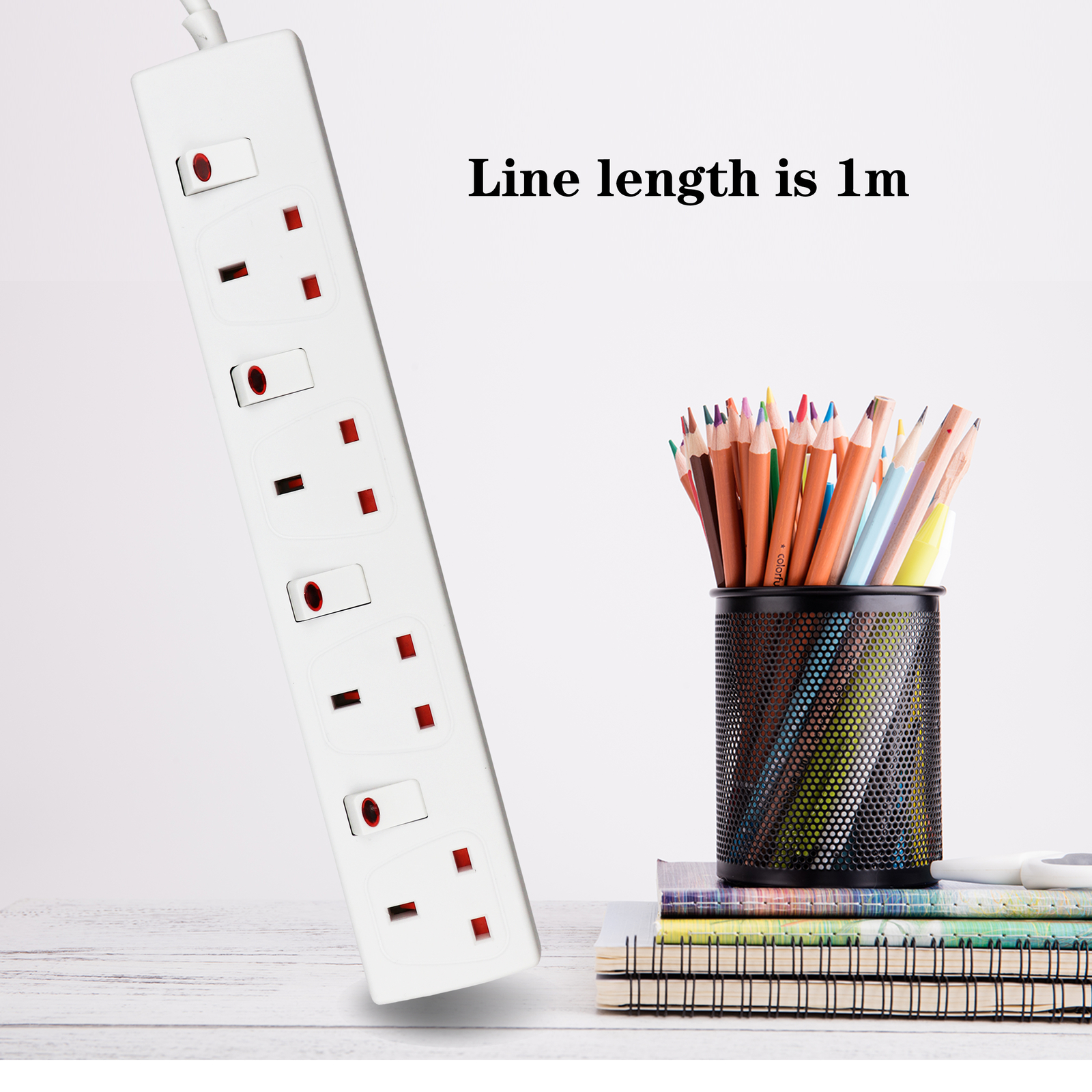 4 WAY 4 GANG SWITCHED EXTENSION LEAD EXTENTION LEAD 1M/ 2M/ 4 SOCKETS ...