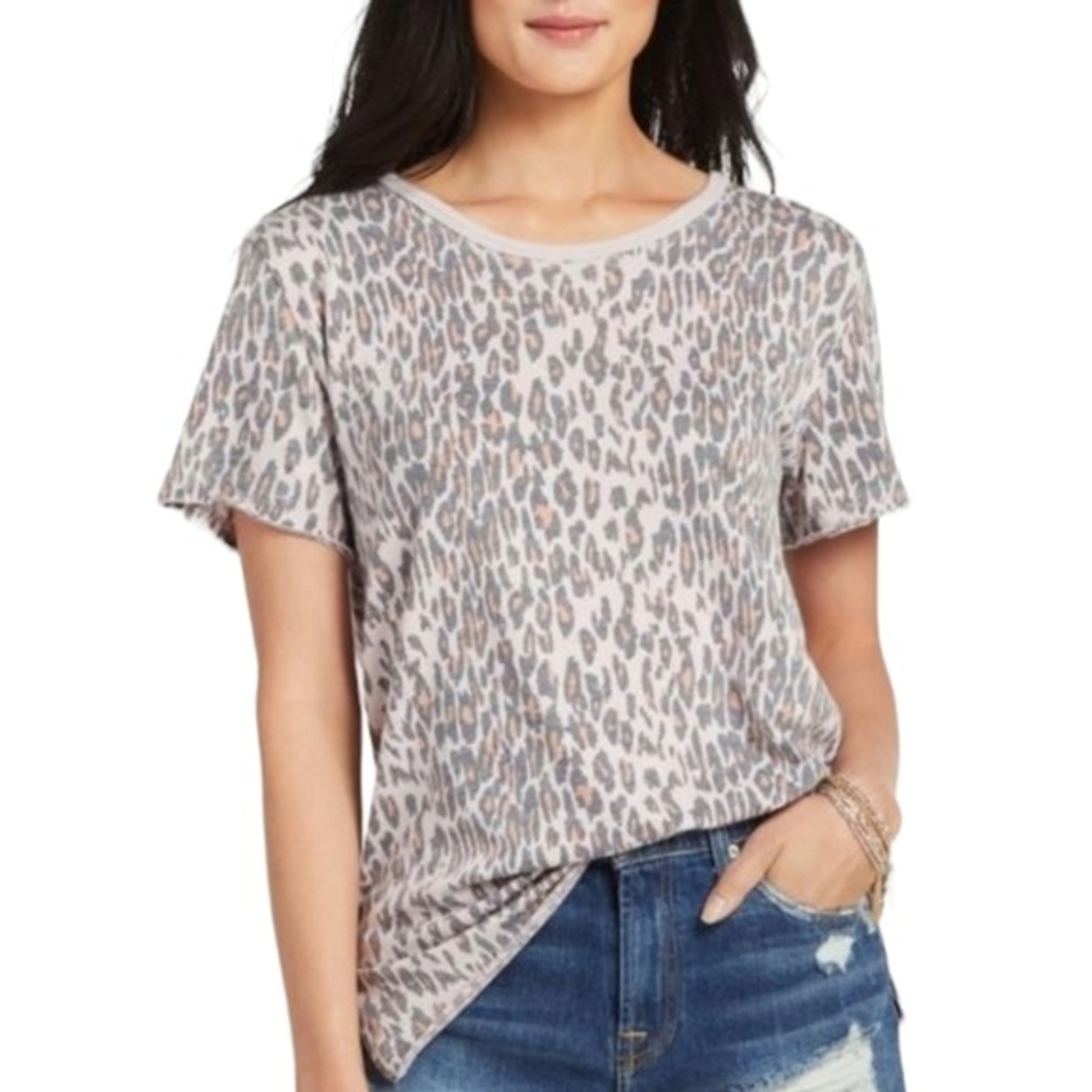 Free People Leopard Tourist Shortsleeve Tee Medium | eBay