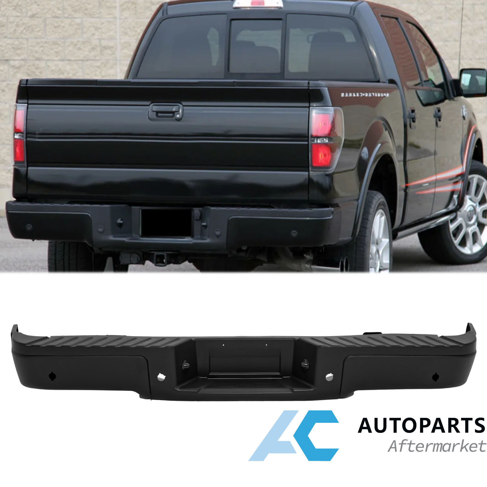 For 2009-2014 Ford F150 Rear Bumper Steel Bumper Assembly w/ Park Black ...