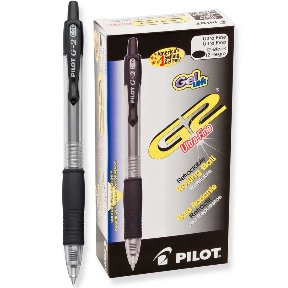 Pilot G2-3 Retractable Gel Ink Roller Ball Pens Ultra Fine (.38mm ...