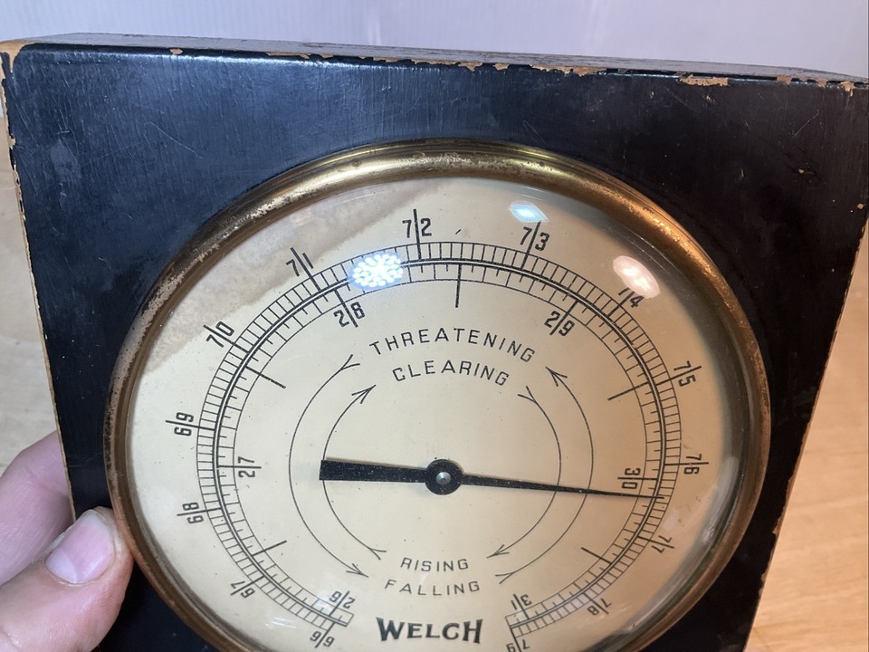 Vintage Welsh Barometric Pressure Indicator Barometer Weather Wooden ...