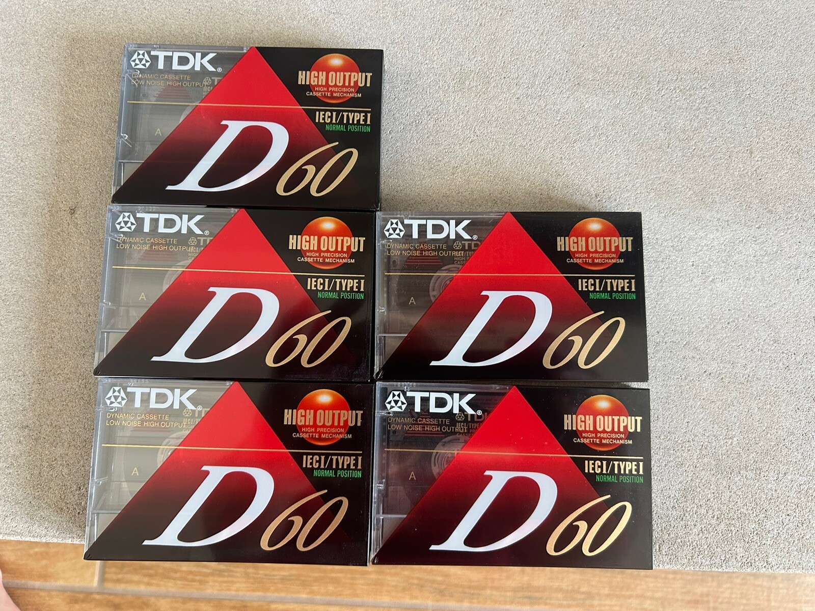 Lot of 5 TDK D60 High Output Blank Audio Cassette Tapes IECI/Type I New ...