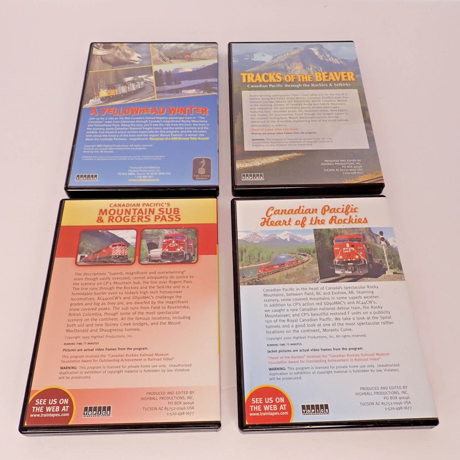 Lot of 4 Highball Productions Canadian Rail Adventures Train Railroad ...