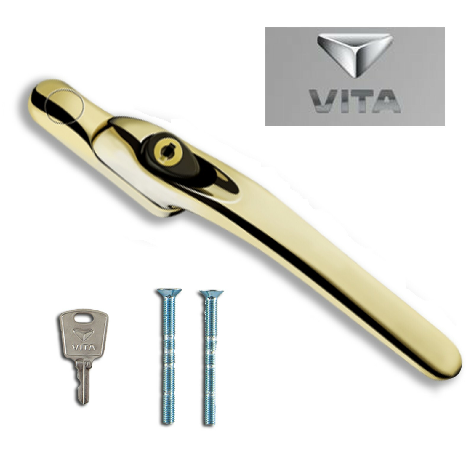 Window Handles uPVC Universal PVC Window Handle Gold Inline Espag 40mm ...