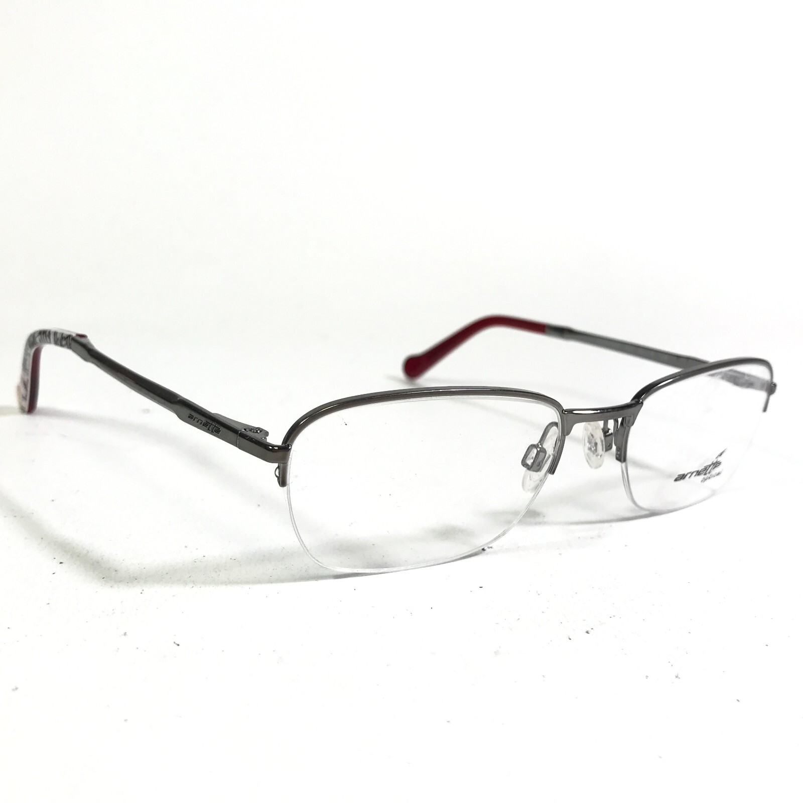Arnette MOD.6084 502 Eyeglasses Frames Red Silver Oval Round Half Rim ...