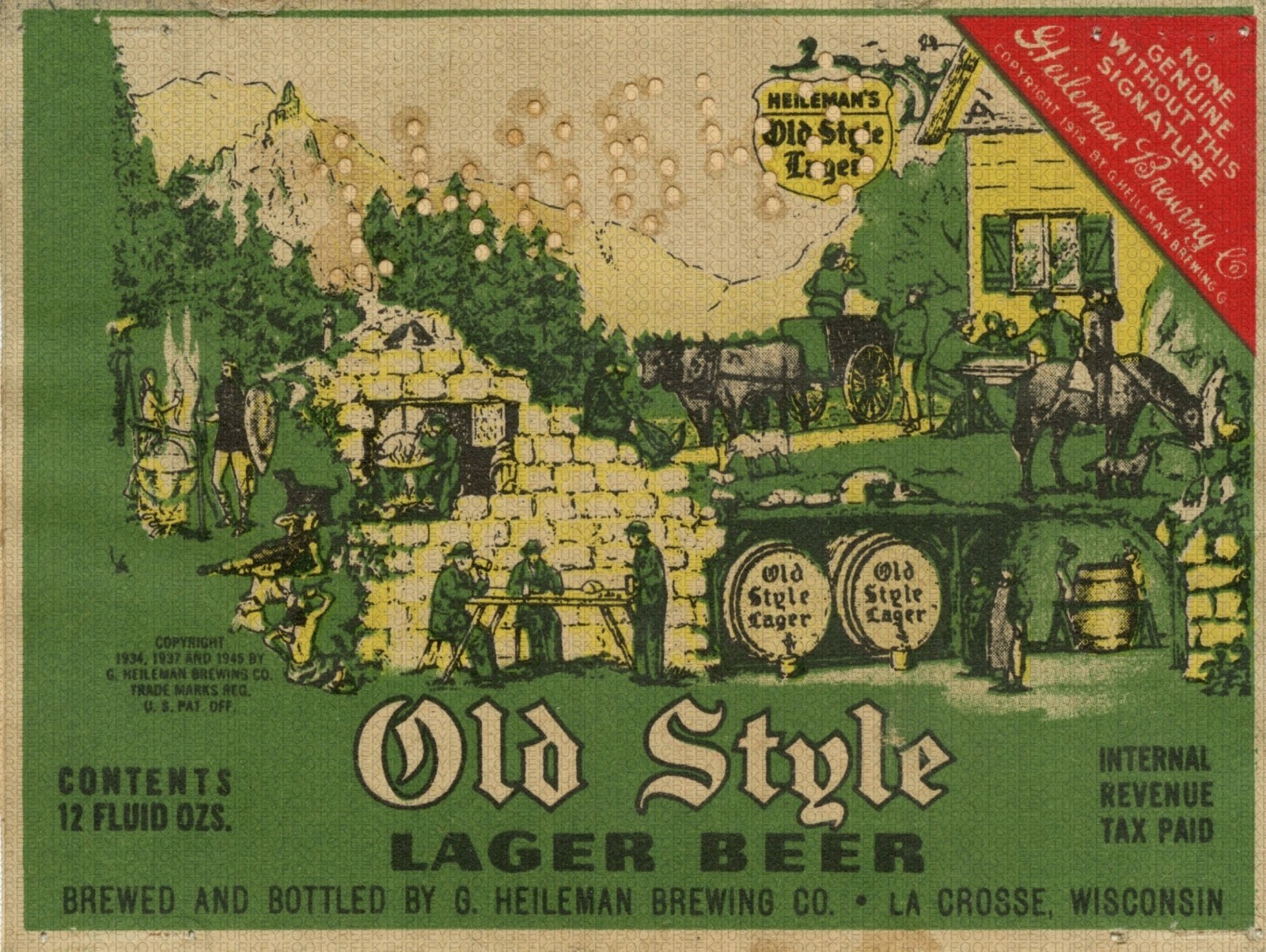 Old Style Lager Beer Label 9" x 12" Metal Sign | eBay