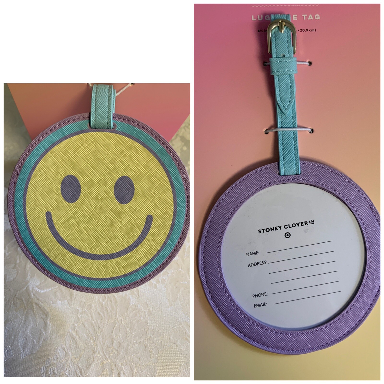 Stoney Clover Lane x Target Smiley Face Luggage Tag In Hand NWT | eBay