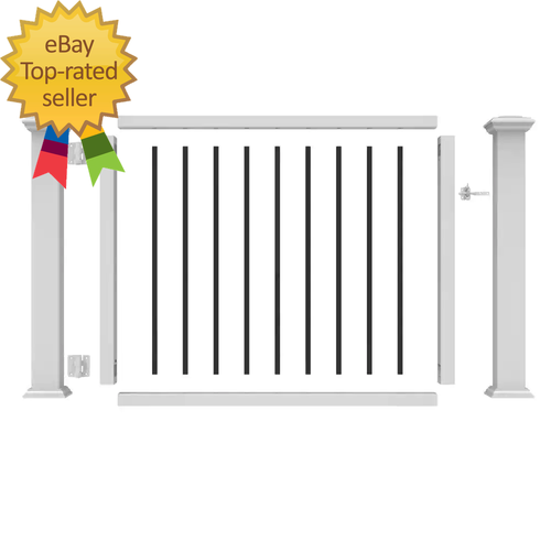 36 In. to 48 In. Traditional White Poly-Composite Rail Gate Kit with ...