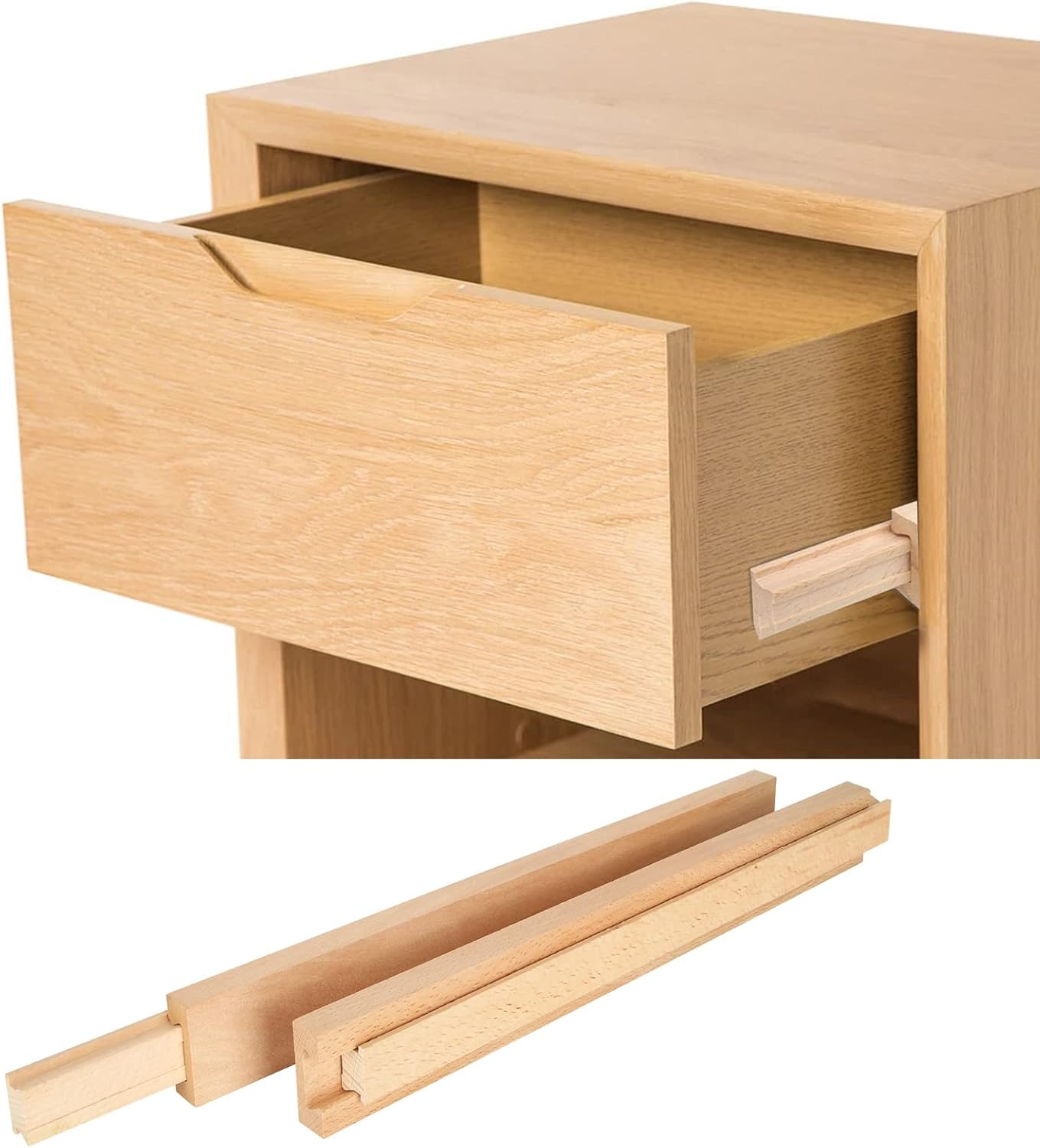 DAJAVE 6PCS 16 Inch Wood Drawer Slides, Classic Traditional Wood Center ...