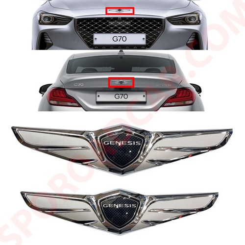 Hood Trunk Wing Logo Emblem Badge Set 2P for Hyundai 2018-2020 Genesis ...