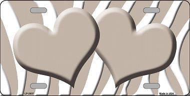 Tan White Zebra Tan Centered Hearts Novelty License Plate Tag LP2937 | eBay