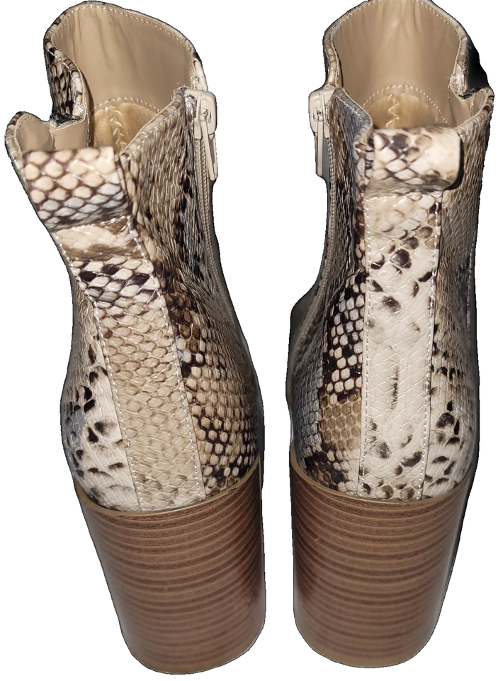 Bamboo Women's (size 10) Faux Snake Skin Pointed Toe Block Heel Boots ...