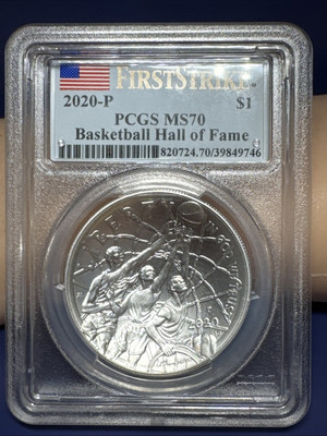 2020-P Silver $1 Basketball Hall Of Fame First Strike Coin MS70 PCGS | eBay