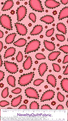 Pretty Paisley Pink FLANNEL Novelty Print Cotton Quilt Quilting Fabric ...