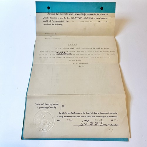 Rare Police Document From PA Collection: Admittance To Insane Asylum ...
