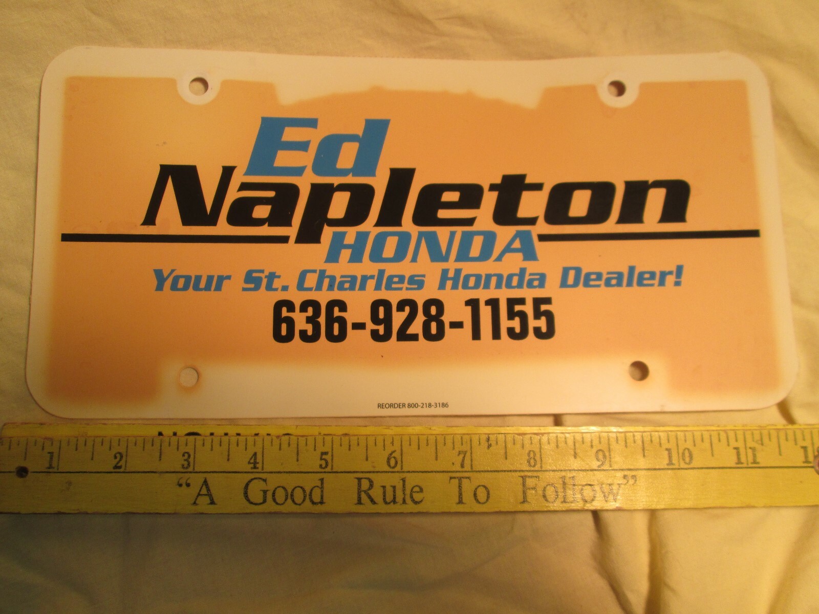 Car Dealer Ed Napleton Honda St. Charles IL License Plate Advertising ...