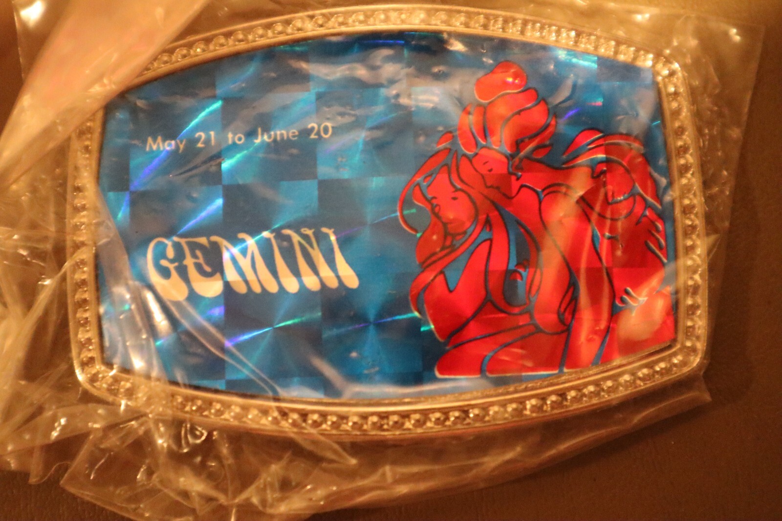 Vintage ORIGINAL 1970's Zodiac Sign Gemini Twins Belt… - Gem